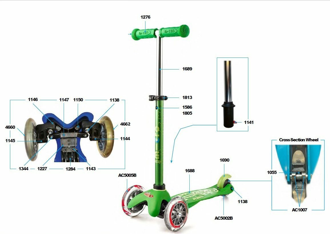 Micro Scooter Handle Bar Complete Mini Deluxe - Micro Mobility